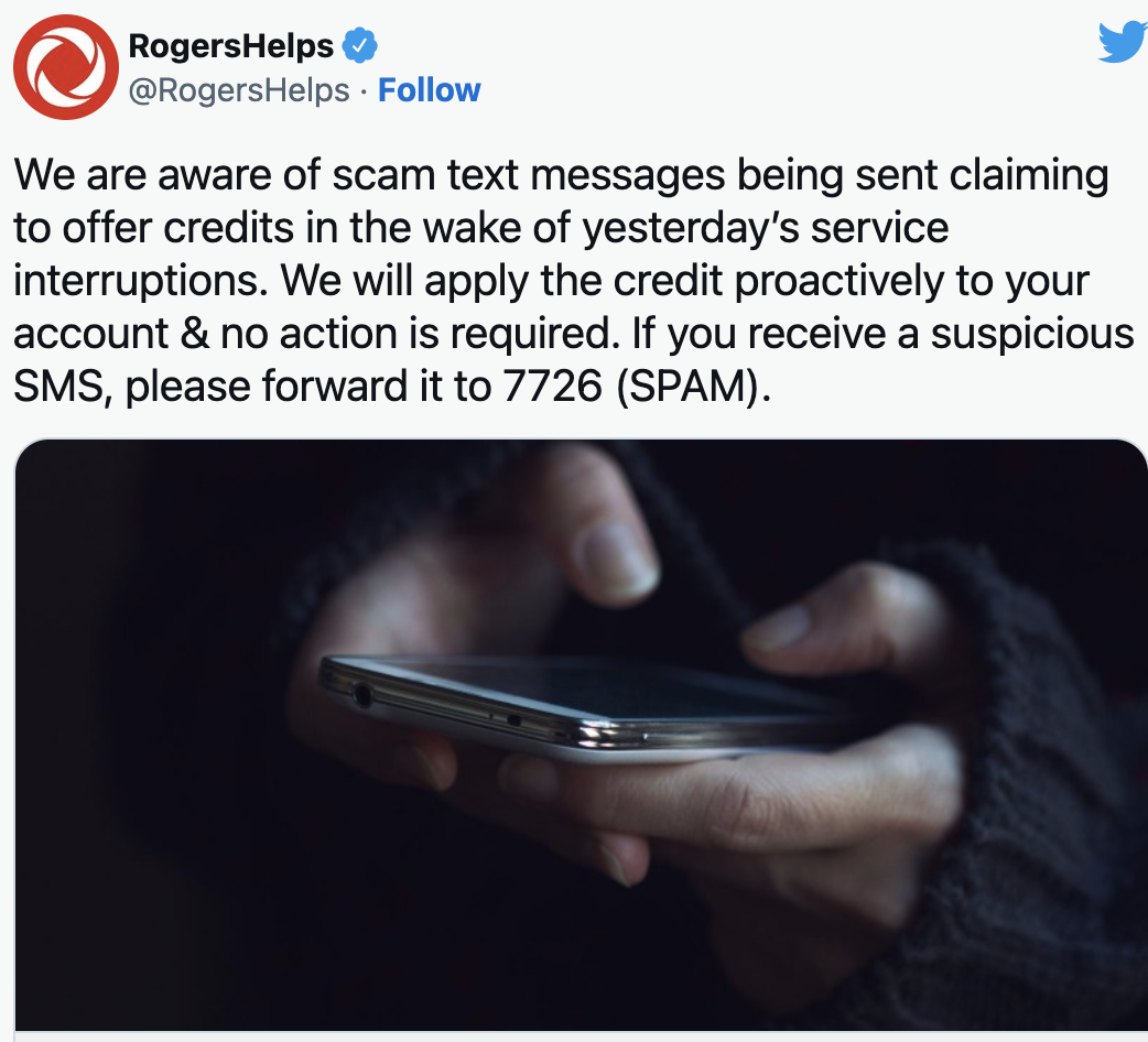 Scam Alert: Texts Offering Rogers Credit After Outage Are Fake!